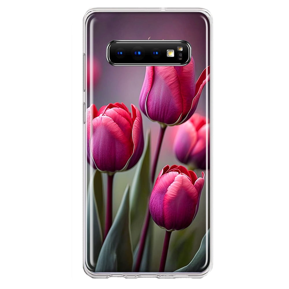 MUNDAZE Samsung Galaxy S10 Plus Pink Tulip Flowers Floral Shockproof ...
