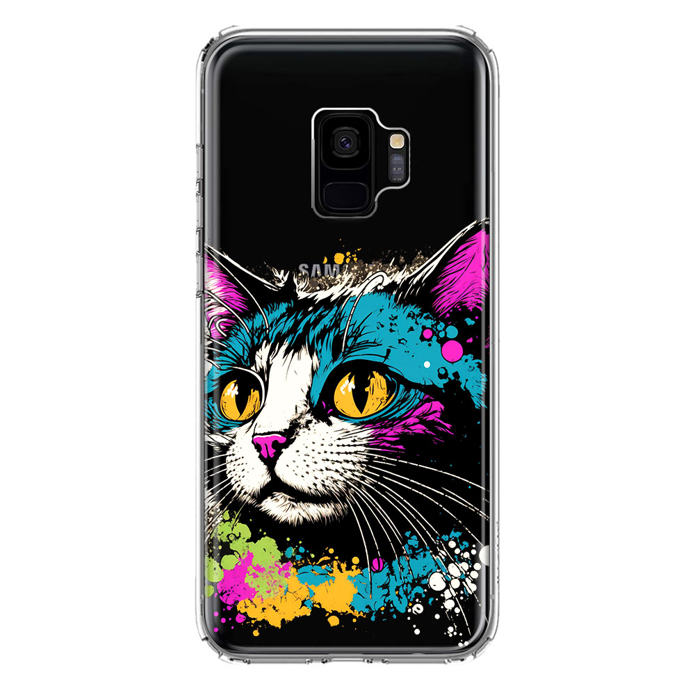 MUNDAZE Samsung Galaxy S9 Cool Cat Oil Paint Pop Art Shockproof Clear ...