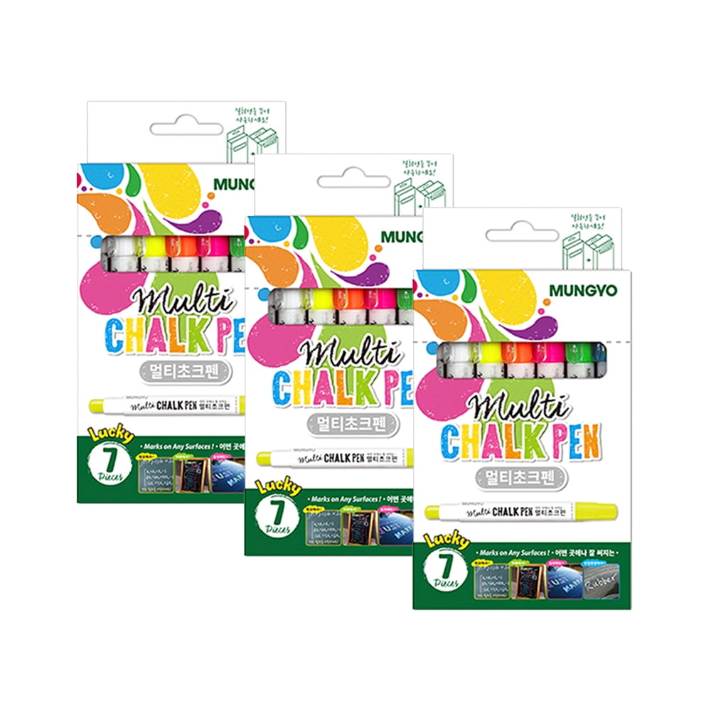 MUNGYO Multi Chalk Pen - Assorted 7 pieces in a cardboard box 3 sets ...