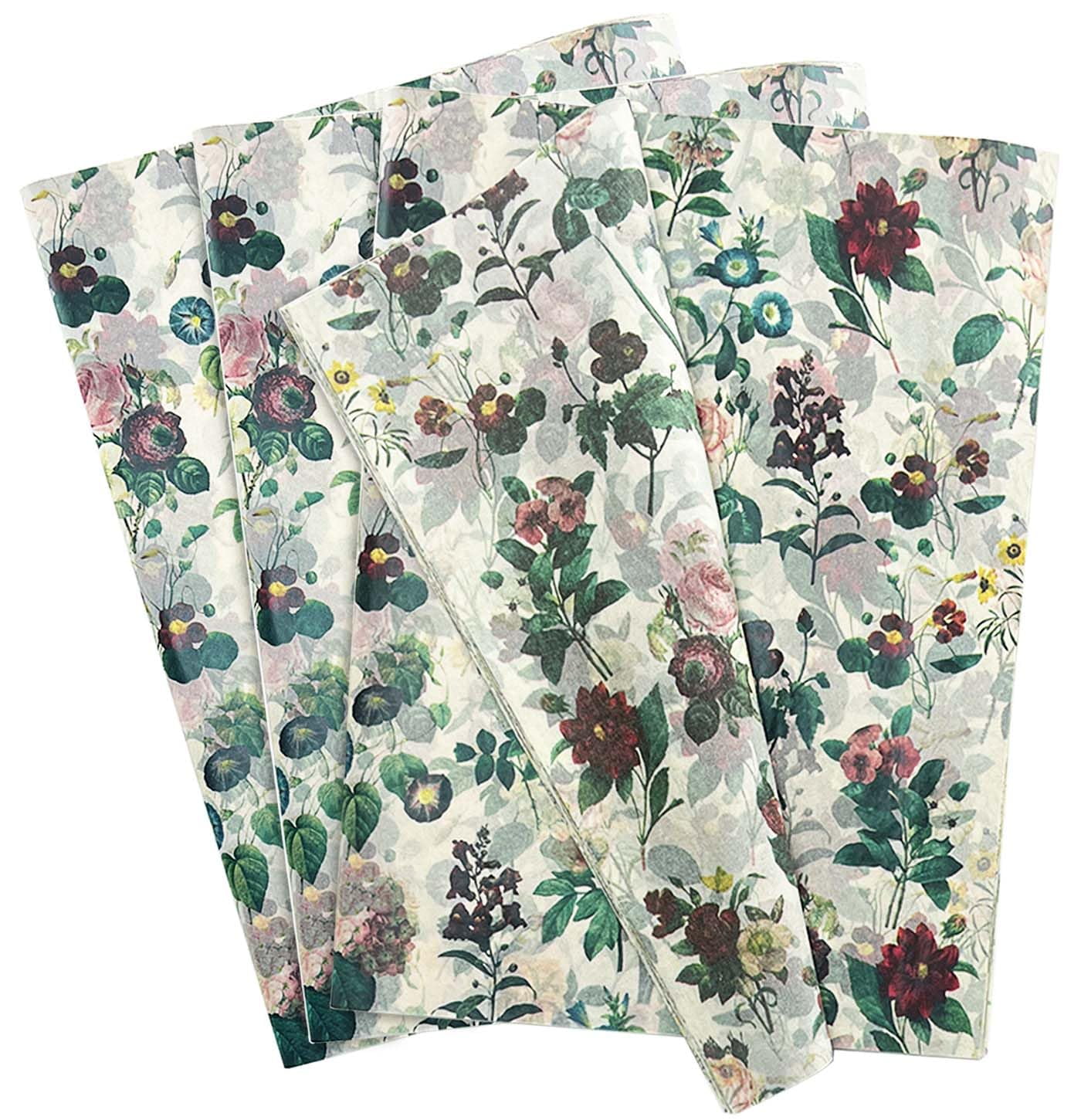 MUNILAIL 100 Sheets Floral TSF6 Tissue Paper 14 x 20 Inches Vintage ...
