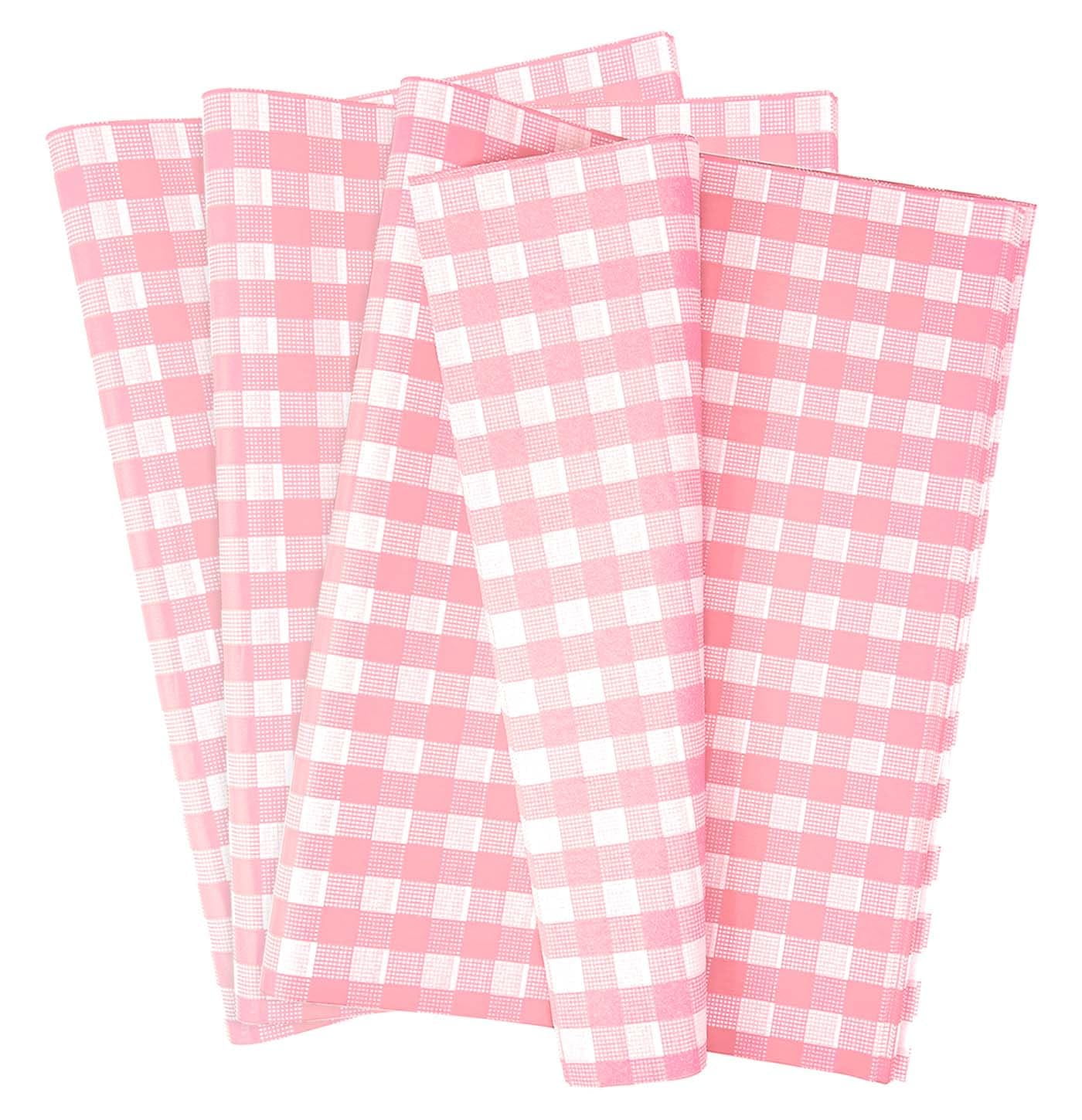 MUNILAIL 100 Sheets Gingham Tissue HYZ01 Paper 14 x 20 Inches Pink and ...