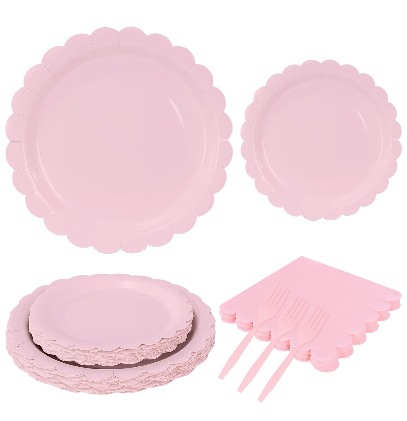MUNILAIL 96 Pcs Light Pink Plates ZLK1 and Napkins Supplies Serve 24 ...