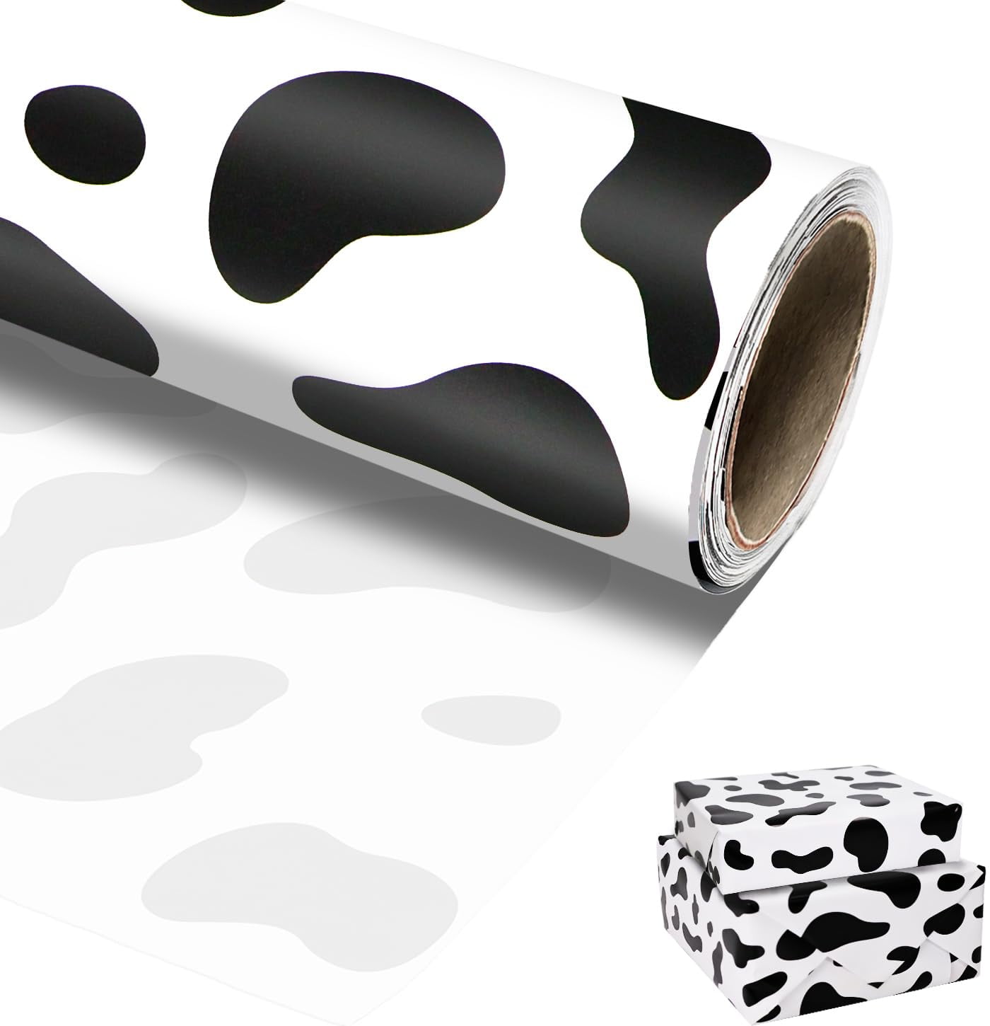 MUNILAIL Cow Print Wrapping DHF10 Paper Roll 17 Inch x 33 Feet Black ...