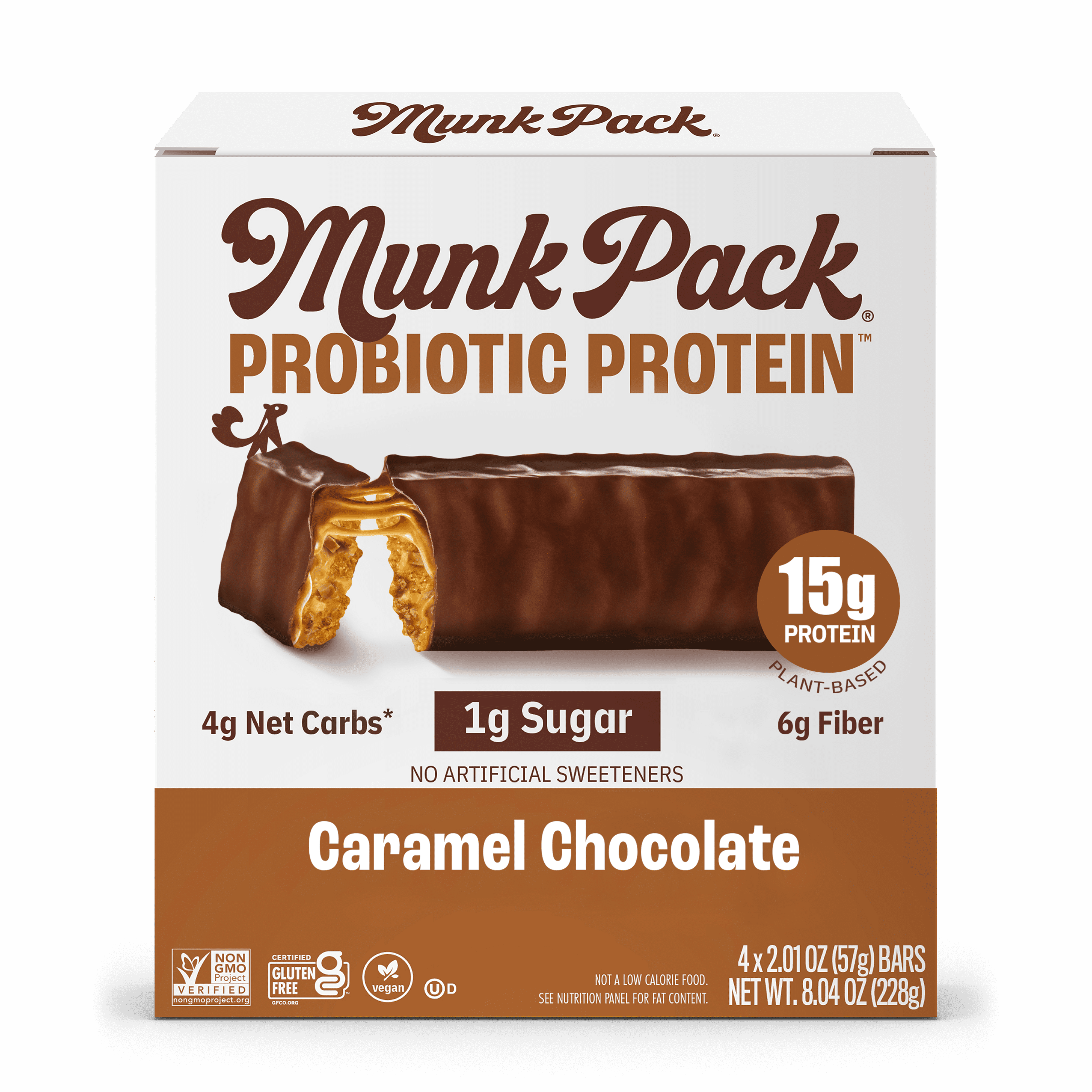 MUNK PACK Probiotic Protein™ Bars - Caramel Chocolate - 15g Protein ...