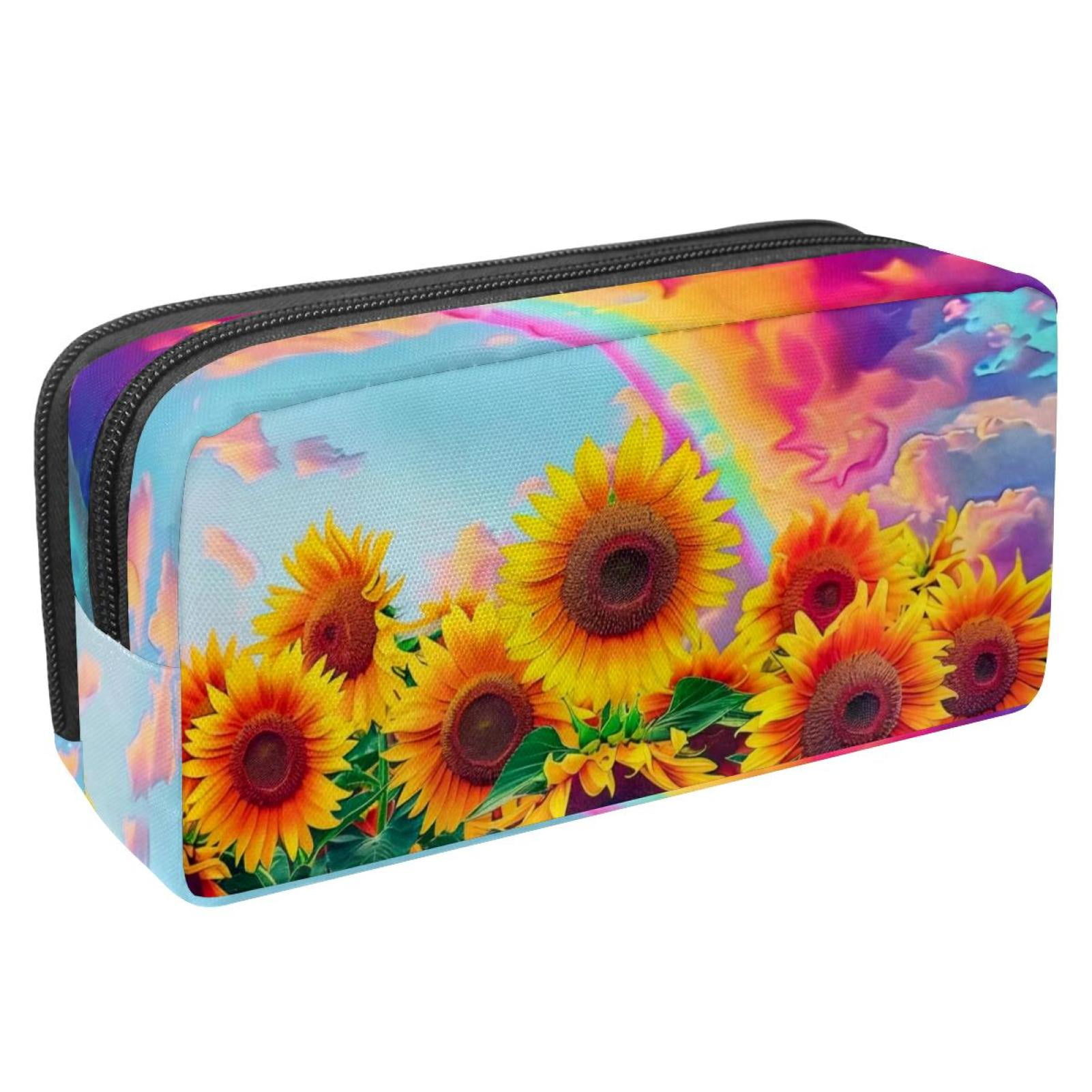MUOOUM Pencil Case, Color Rainbow and Sunflowers Large Capacity Pencil ...