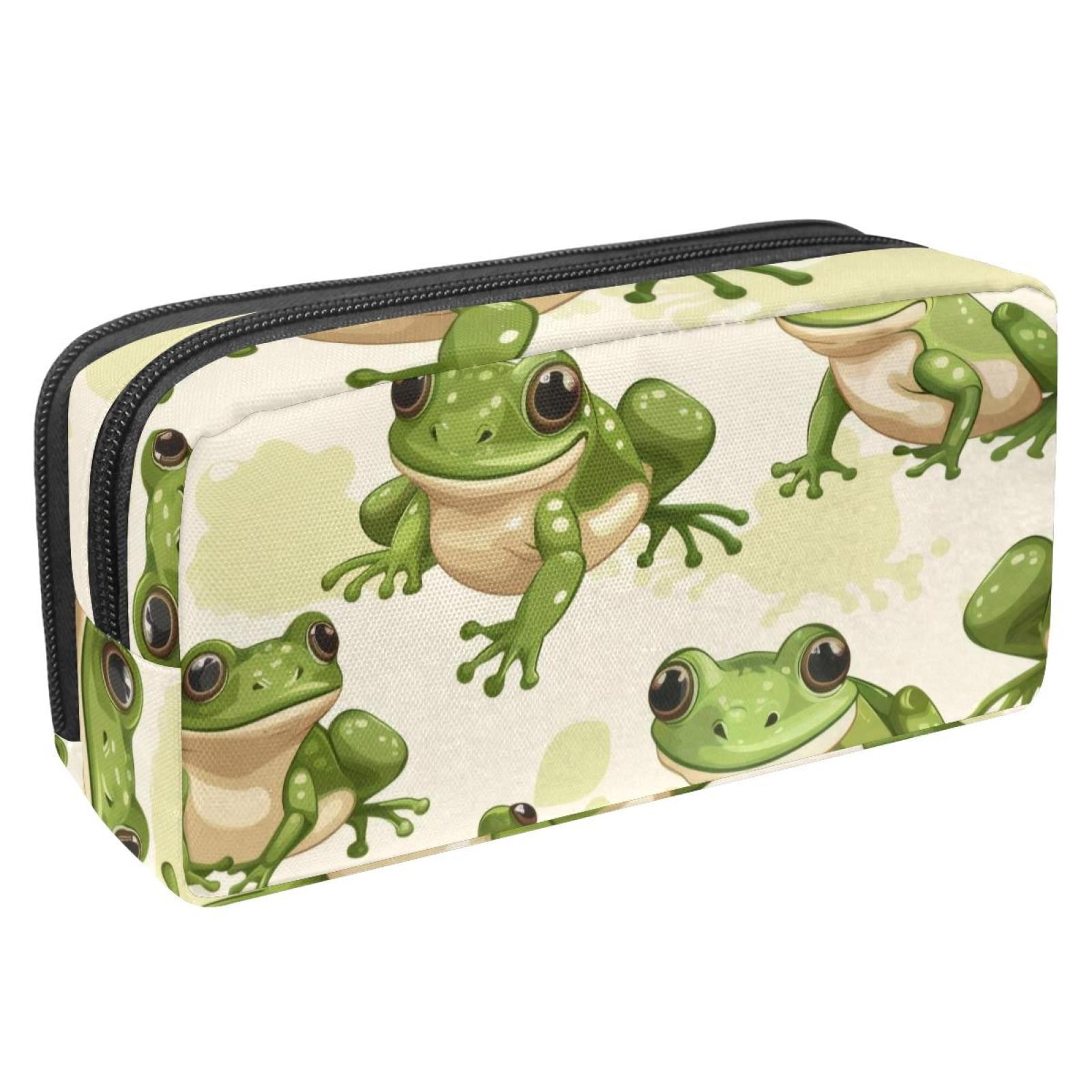 MUOOUM Pencil Case, Cute Green Frogs Pattern Large Capacity Pencil ...