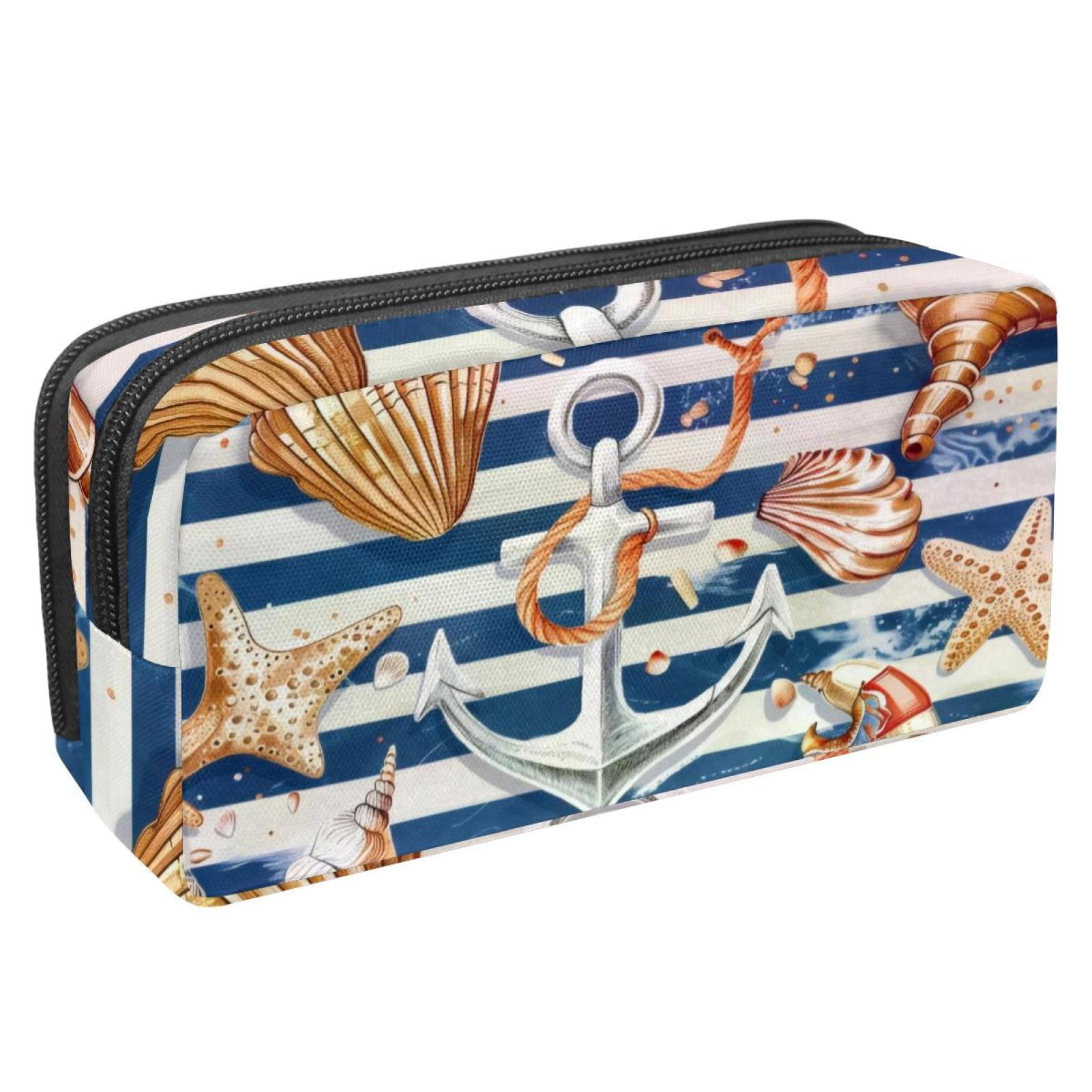 MUOOUM Pencil Case, Sea Shells Anchor Pattern Large Capacity Pencil ...