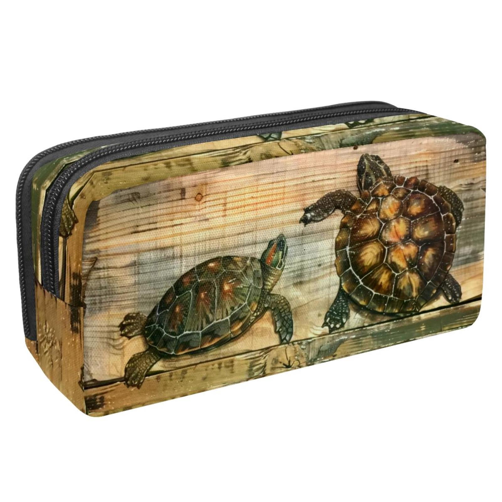 MUOOUM Pencil Case, Sea Turtles on Wood Board Large Capacity Pencil ...