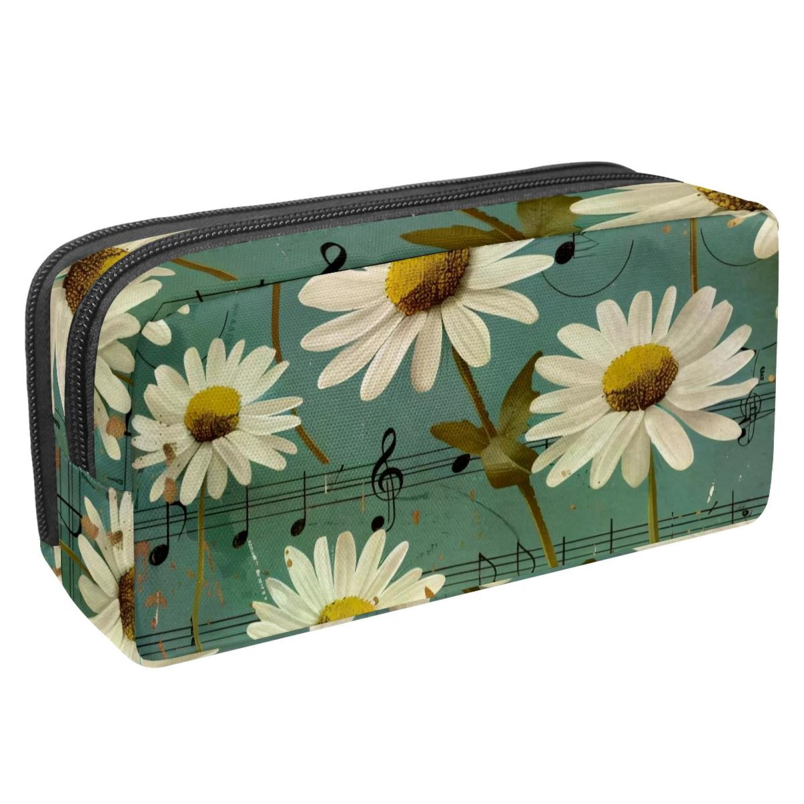 MUOOUM Pencil Case, Vintage Daisy Music Notes Pattern Large Capacity ...