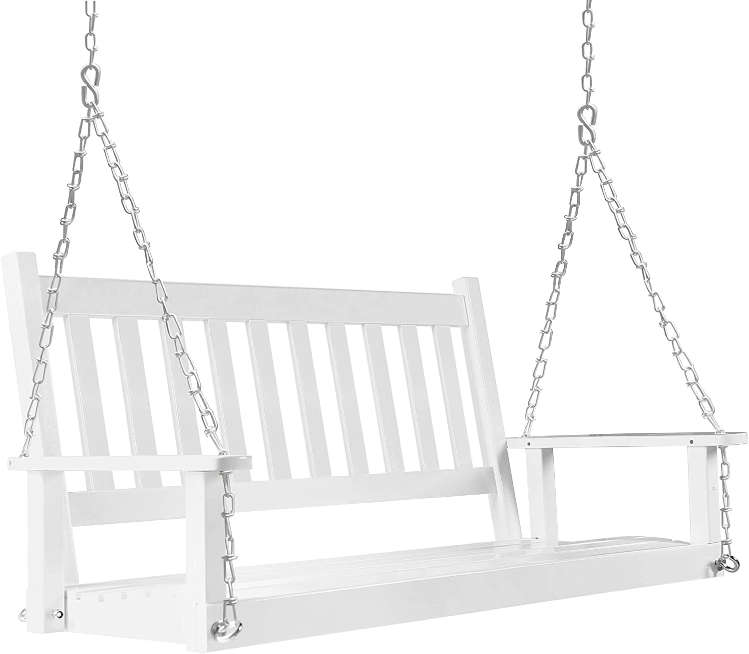 MUPATER Outdoor Patio Hanging Wooden Porch Swing 4FT with Chains, 2 ...