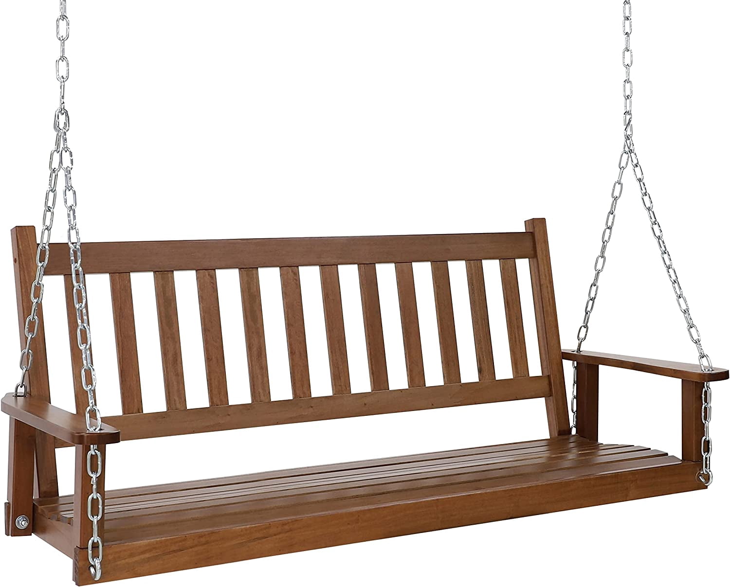 MUPATER Outdoor Patio Hanging Wooden Porch Swing 5FT with Chains, 3 ...