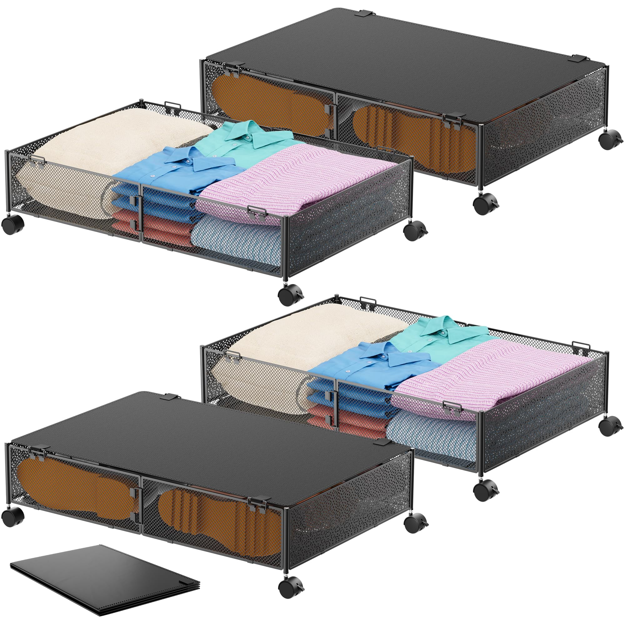 MURBONE Under Bed Storage, Under The Bed Storage with Wheels, Foldable ...