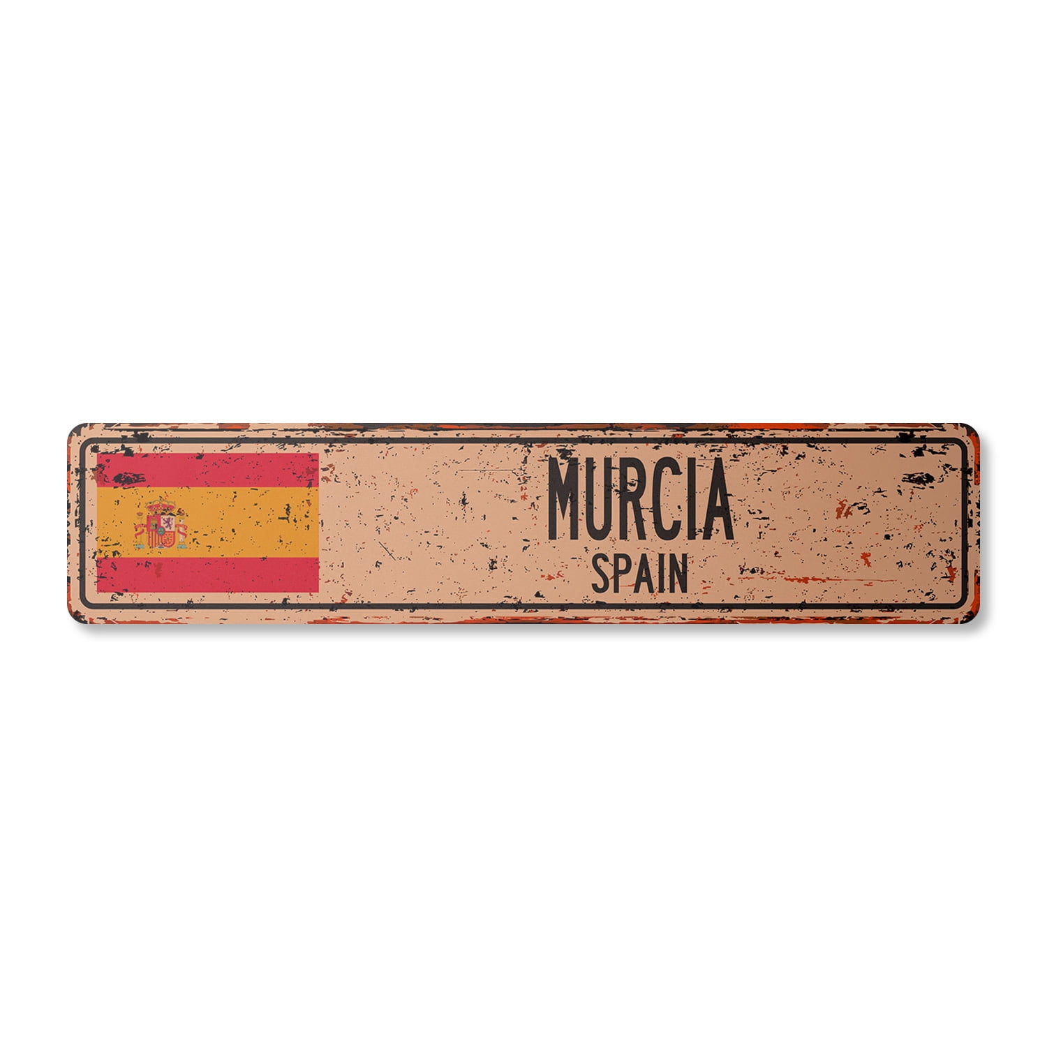 MURCIA SPAIN Vintage Plastic Street Sign Spaniard flag city country ...
