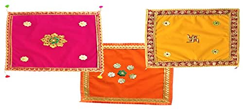 MURLIWALE Mandir AasanPuja ClothMandir MatTemple Cloth in Yellow Orange ...