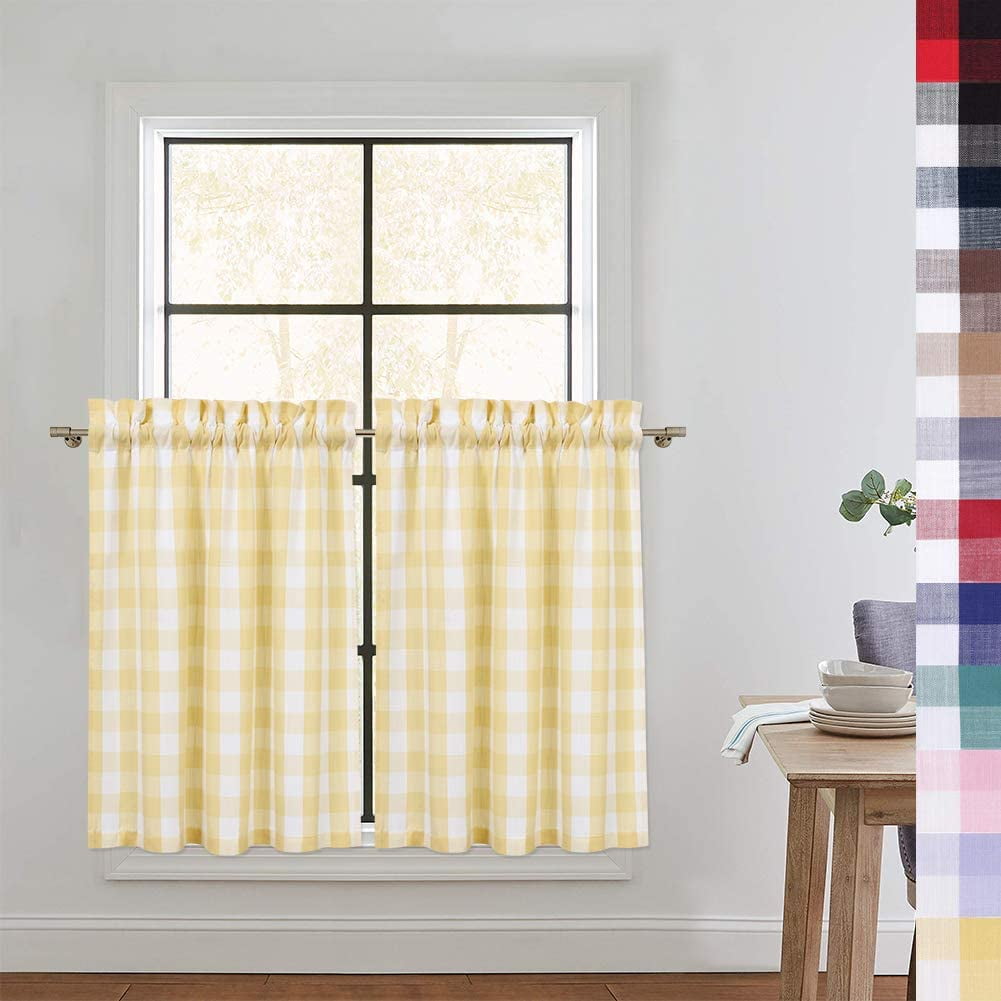 MURMUREY Buffalo Check Kitchen Curtains 36 Inches, Buffalo Plaid ...