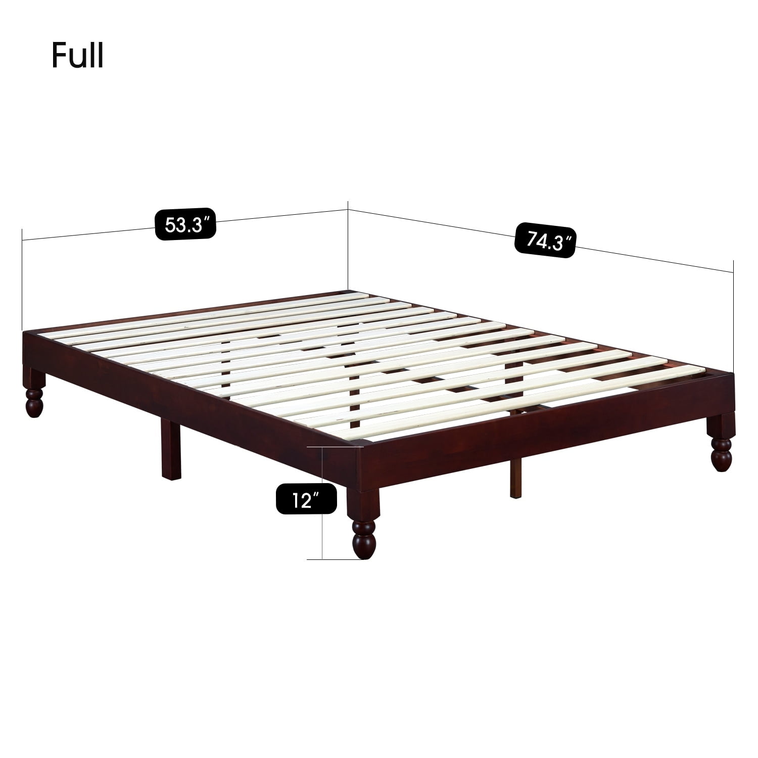 MUSEHOME 12 Inch Wood Bed Frame Elegant Style Eliminates, Espresso ...