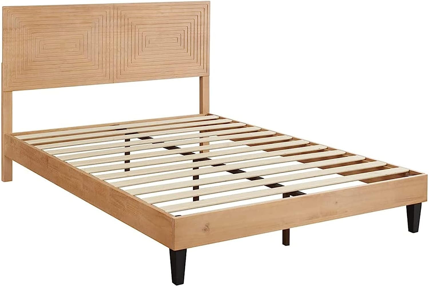 MUSEHOMEINC Mid Century Modern Solid Wood Platform Bed Queen Size Bed ...
