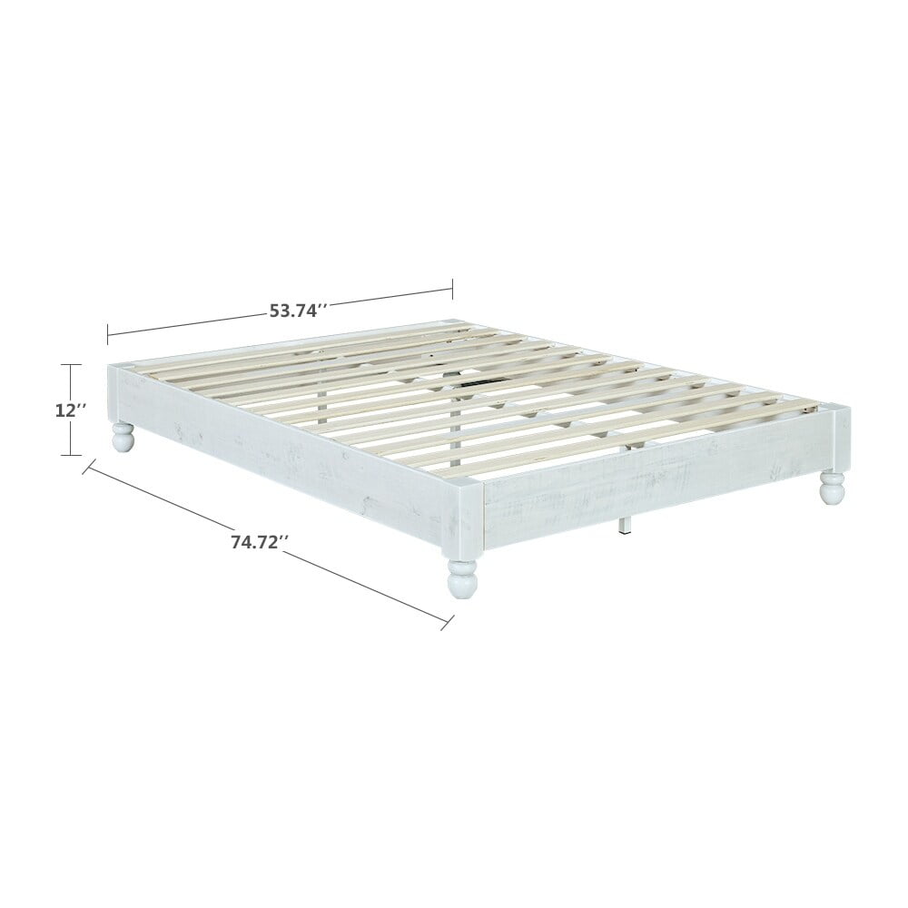 MUSEHOMEINC Solid Wood Platform Bed Frame Rustic Style ,Mattress ...