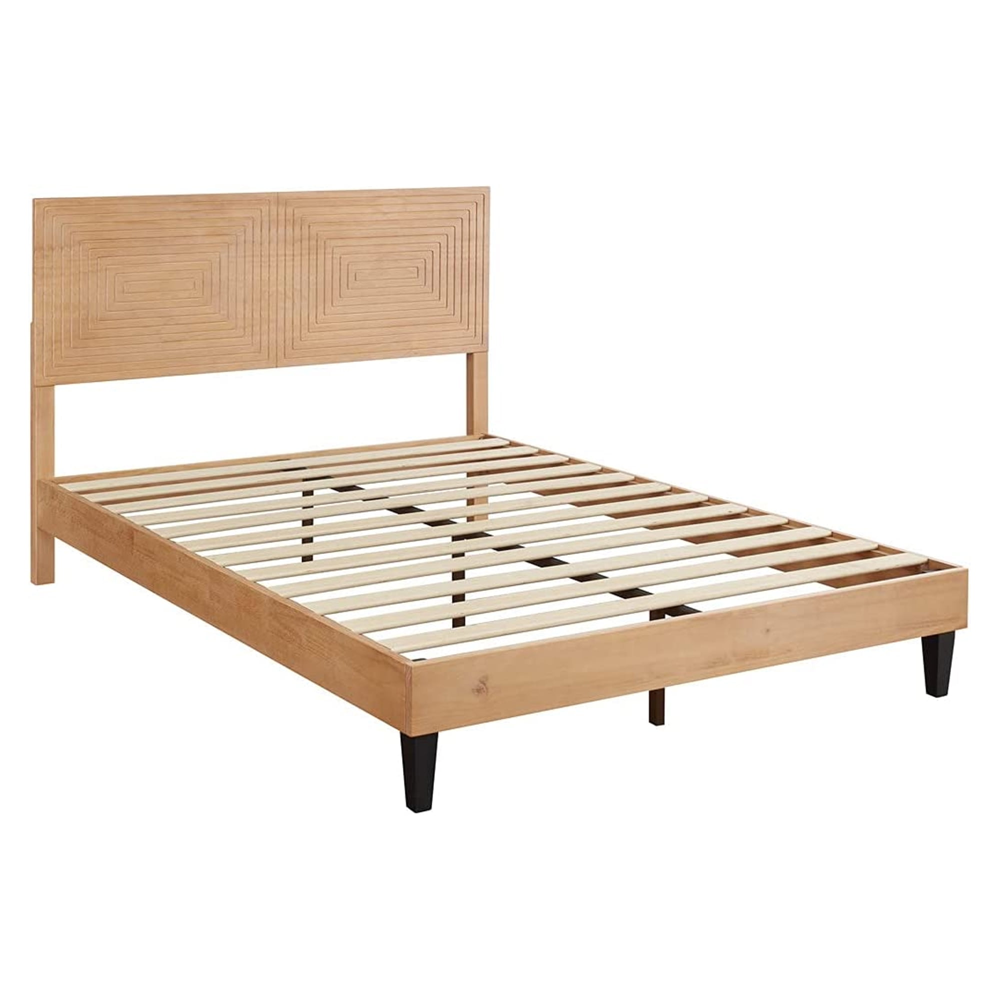 MUSEHOMEINC Solid Wood Platform Mid Century Modern Bed Frame, Pine ...