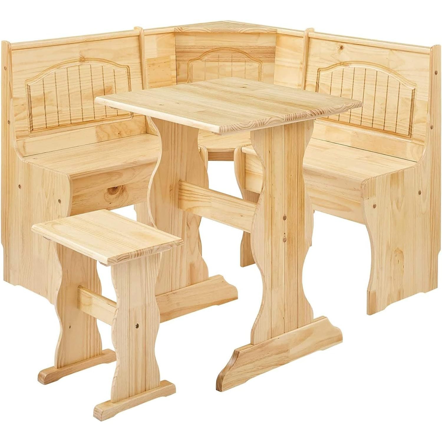 MUSEHOMEINC Traditional Style 3 Piece Solid Wood Breakfast Nook Dining ...
