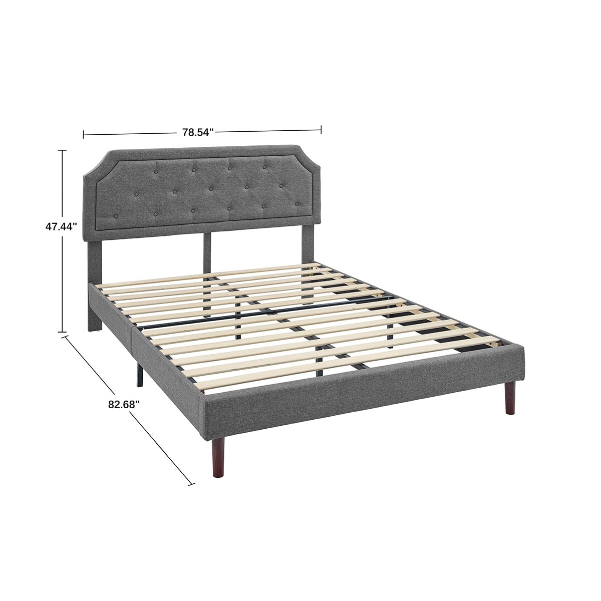 MUSEHOMEINC Tufted Upholstered Platform Bed Frame with Adjustable ...