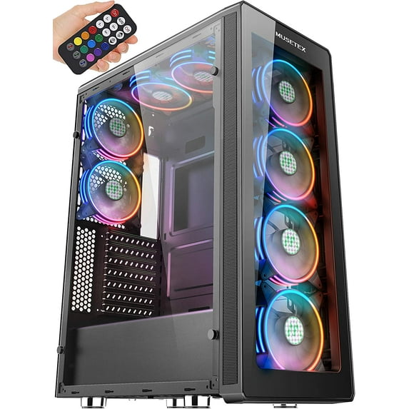 MUSETEX 8 PCS ARGB Fans ATX Mid-Tower Gaming PC Computer Case (T400-MS) - Walmart.com