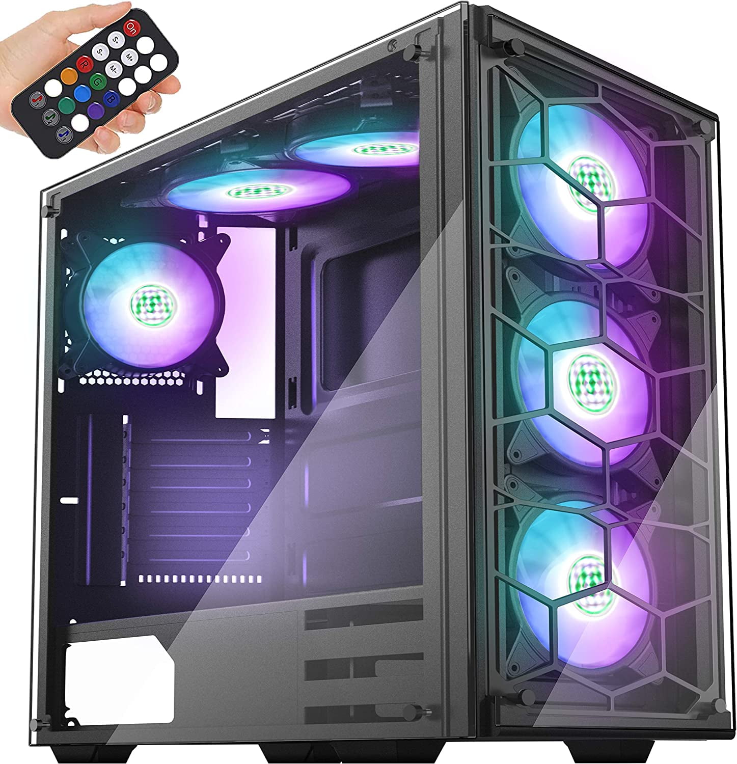 MUSETEX ATX Mid-Tower Case 907 Phantom Black Gaming PC Case Computer ...