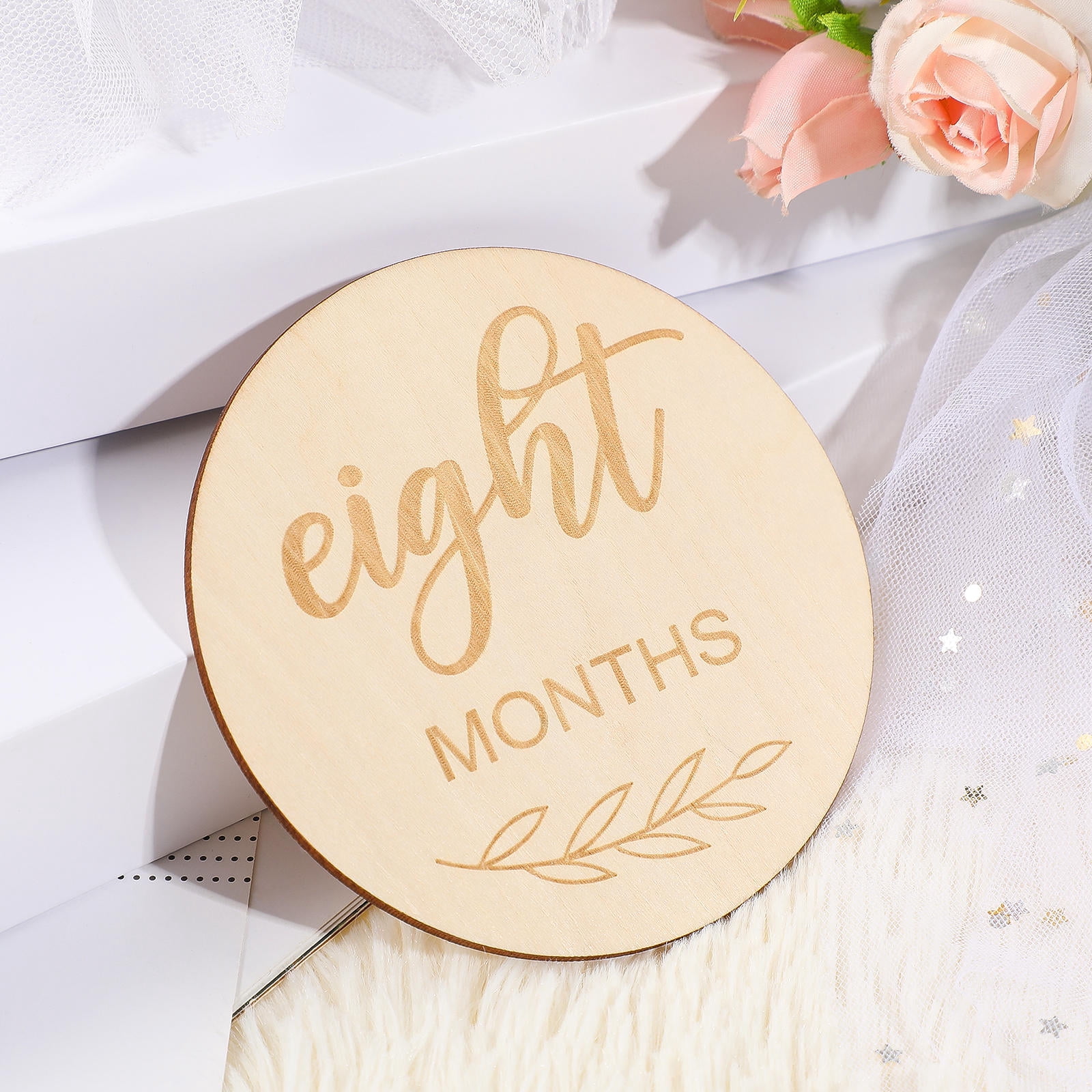 MUSEYA 1 Set Baby Month Plaques Natural Wood Photo Prop Parents Track ...