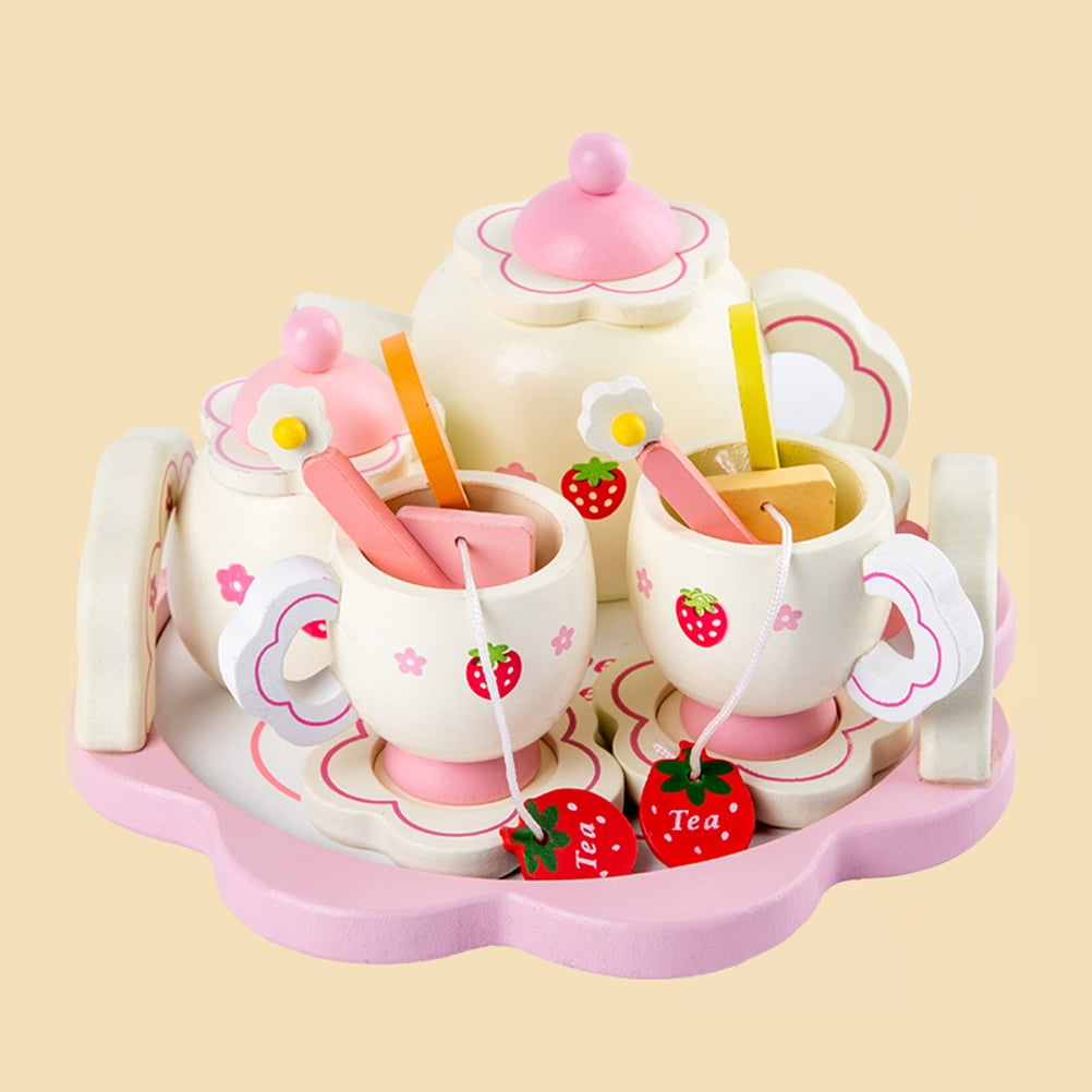 MUSEYA 1 Set Miniature Tea Set Wood Assorted Color for Girls Hand Eye ...