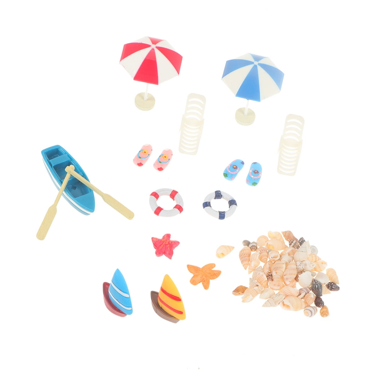 MUSEYA 1 Set of 13pcs Practical Use Seaside Mini Figures Wooden Bamboo ...