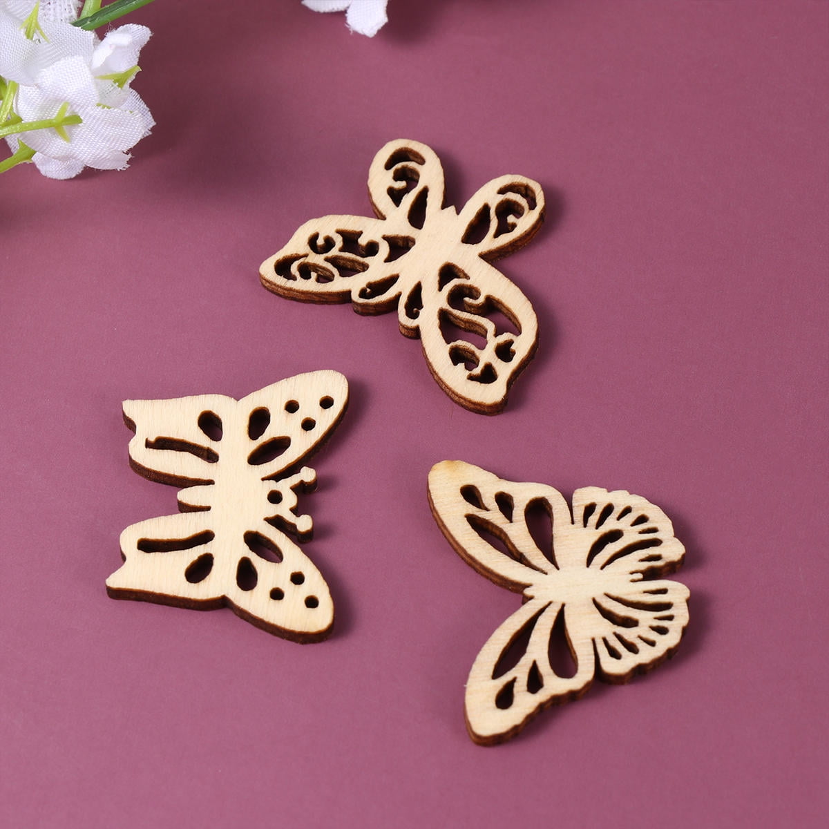 MUSEYA 100PCS Craft Wood Pieces for Painting Assorted Color Wood Chips ...