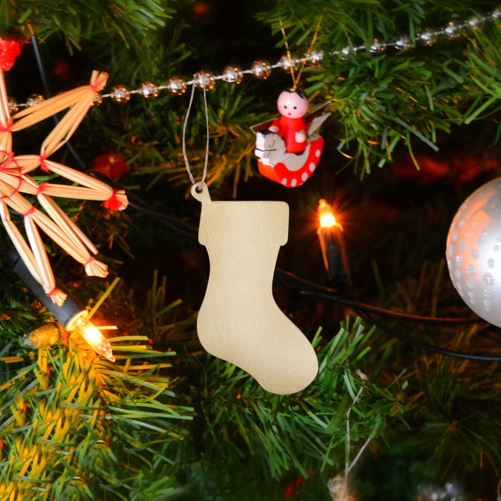 MUSEYA 10pcs Wooden Cutouts Unfinished Wood Christmas Stocking Shape ...
