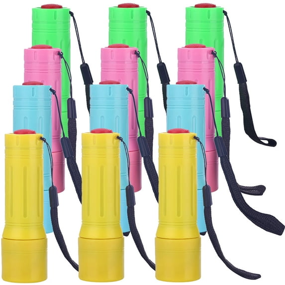 MUSEYA 12Pack Pocket Flashlight ABS Assorted Color Mini Torch Travel Lighting Simple Design ...
