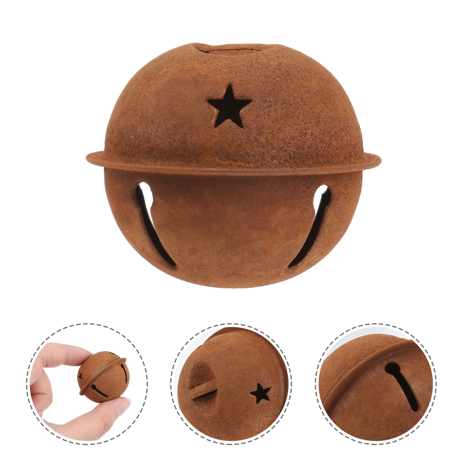 MUSEYA 12pcs Rusty Metal Bells Christmas Jingle Bells with Star Cutouts ...