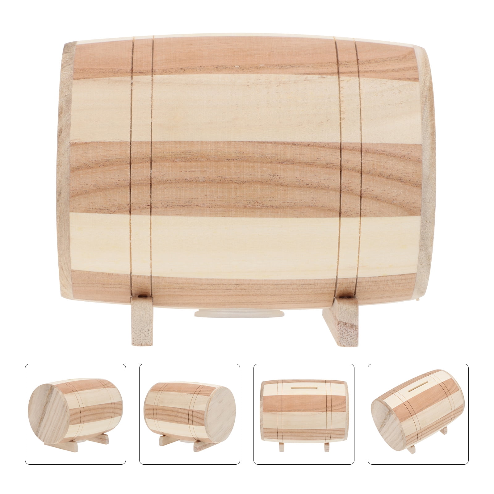 MUSEYA 1Pack Cylindrical Saving Pot Wooden Money Storage Assorted Color ...