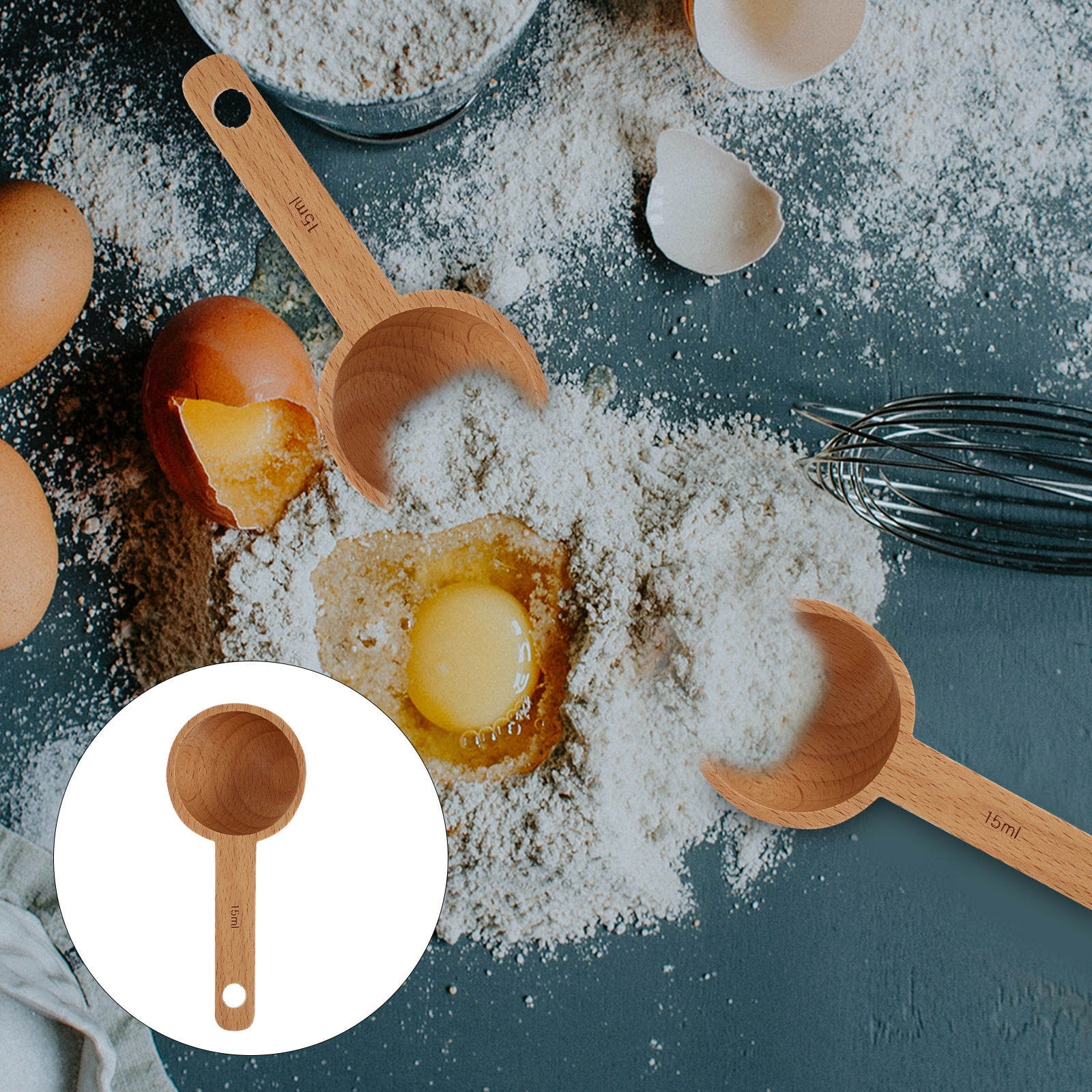 MUSEYA 1Pc Measuring Spoon Wood Simple Design for Home Use Coffee Shops ...