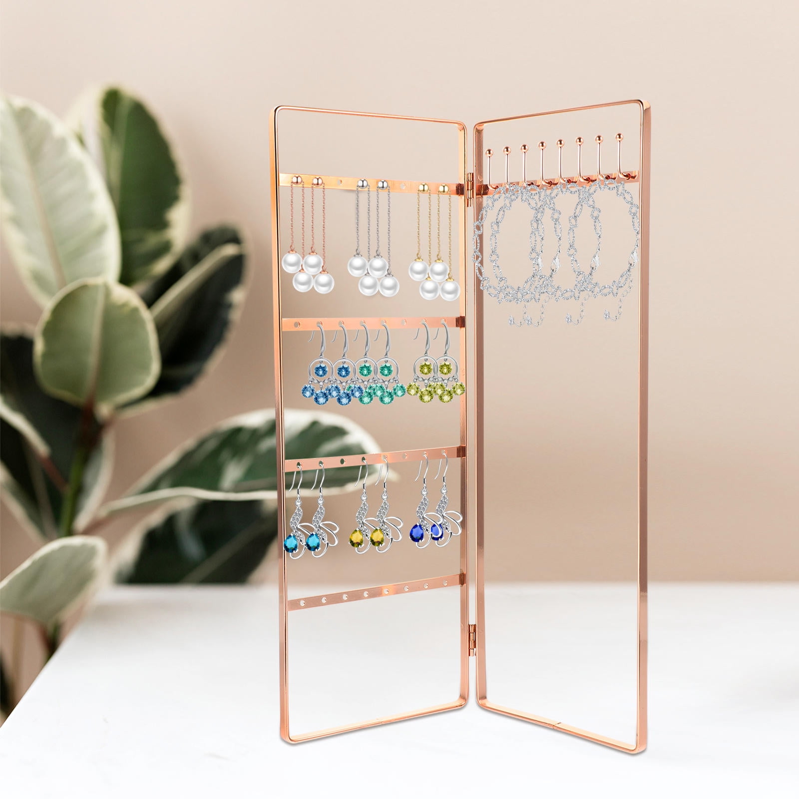 MUSEYA 1Pcs Rose Gold Iron Earring Holder Organizer Tabletop Jewelry ...