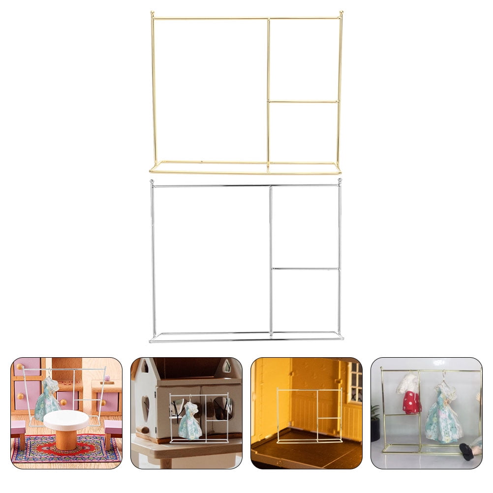 MUSEYA 2 Pcs Doll Clothes Display Rack Golden Iron Tidy and Orderly ...