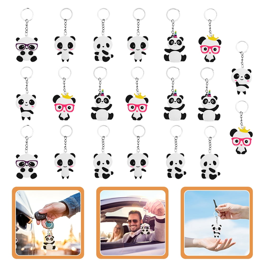 OATIPHO Cute Panda Keychain PVC Multi-Purpose Bag and Key Pendant 20Pcs ...