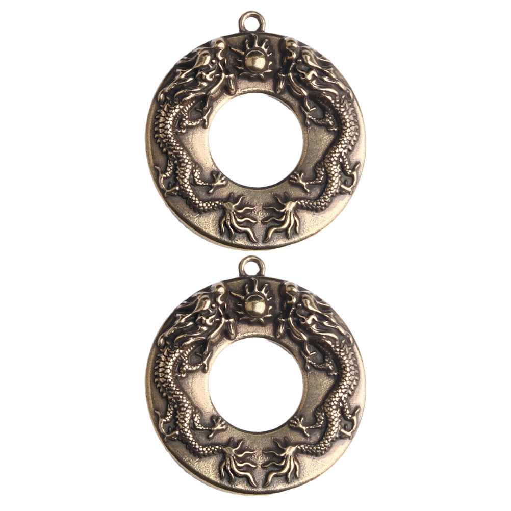 MUSEYA 2Pcs Hanging Brass Dragon Golden Key Buckle Retro Craft Decors ...