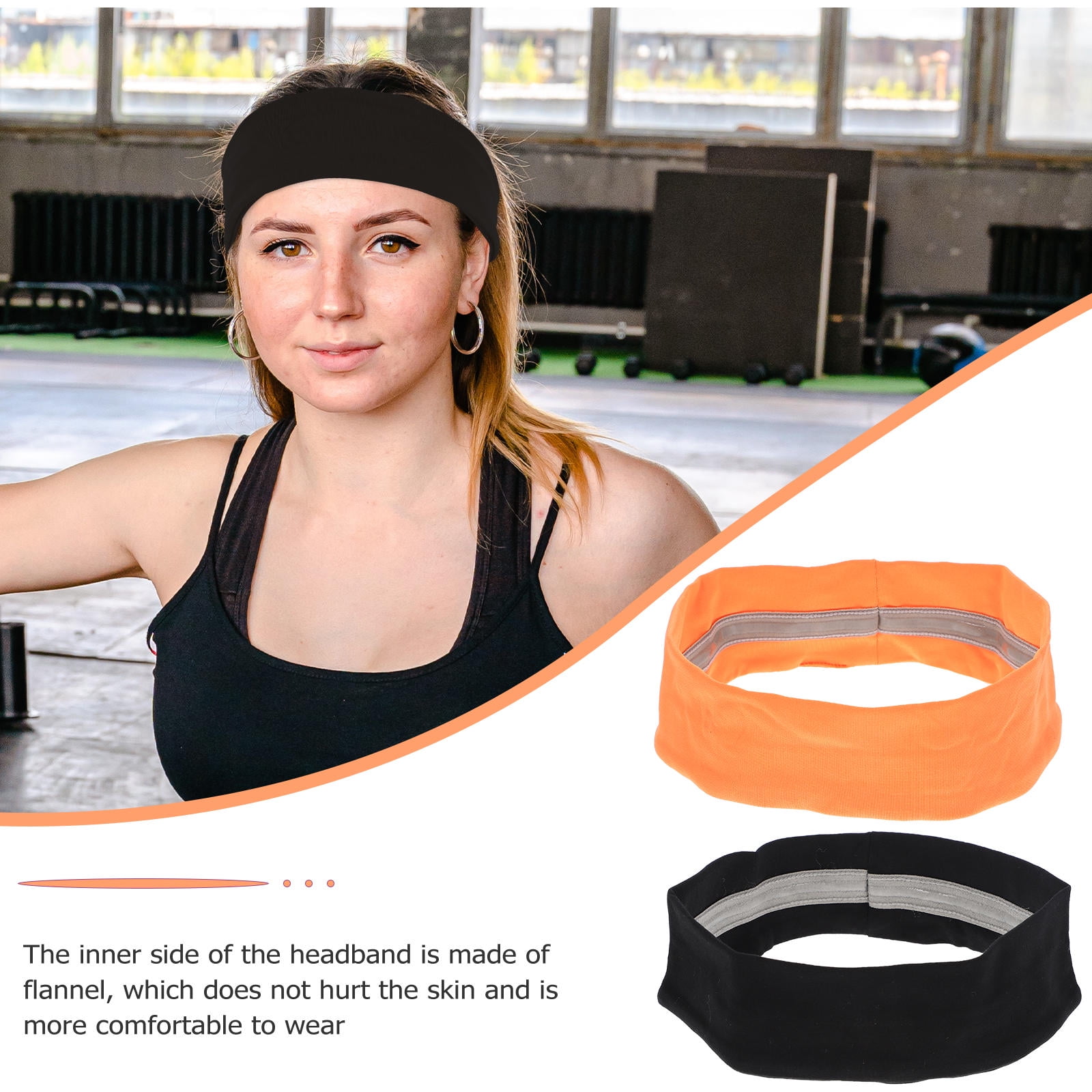 OATIPHO 2Pcs Stretchy Headbands for Women Polyester Black Prevent Sweat ...
