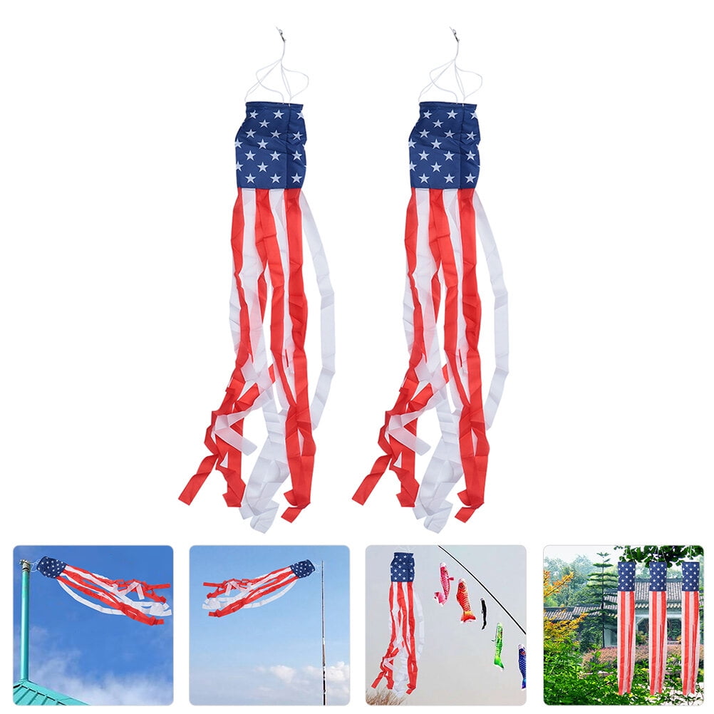 OATIPHO 2Pcs Patriotic Windsocks American Hanging Flags for Labor Day ...