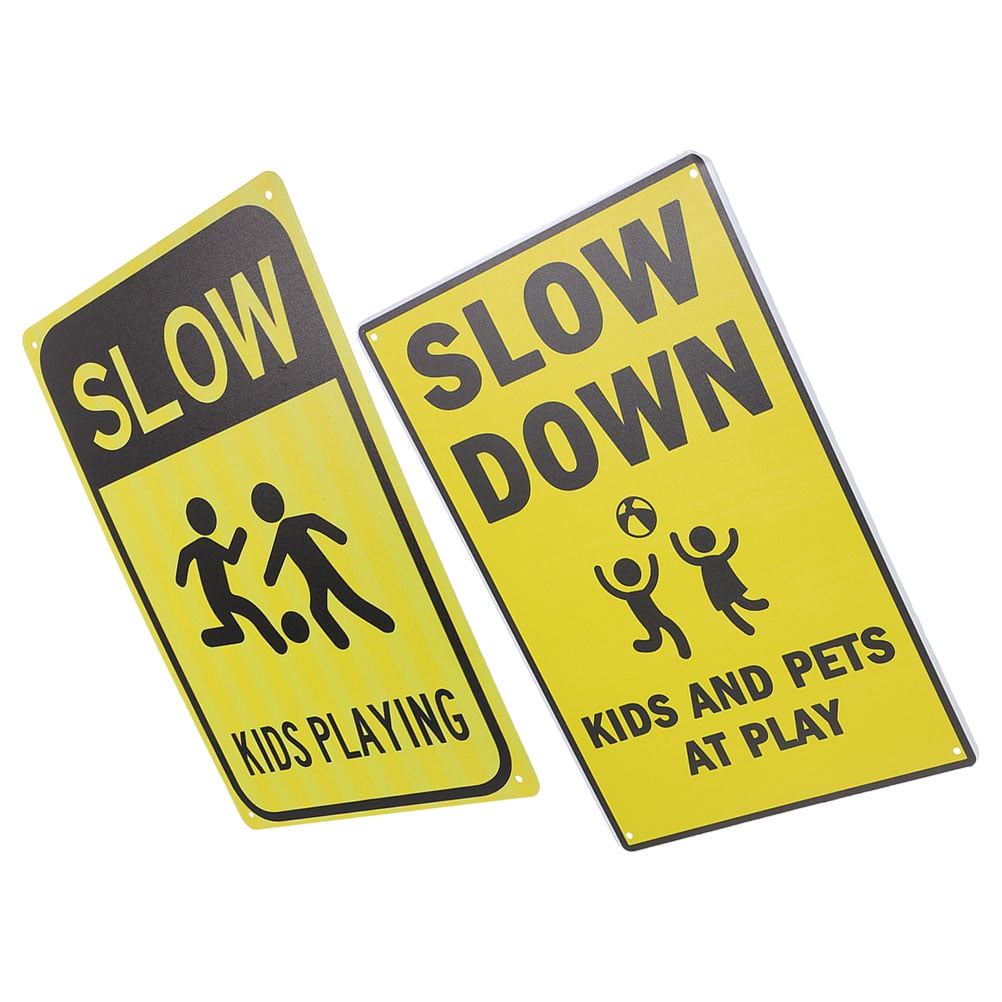 MUSEYA 2pcs Children Playing Safety Sign Iron Yellow Safety Reminder ...