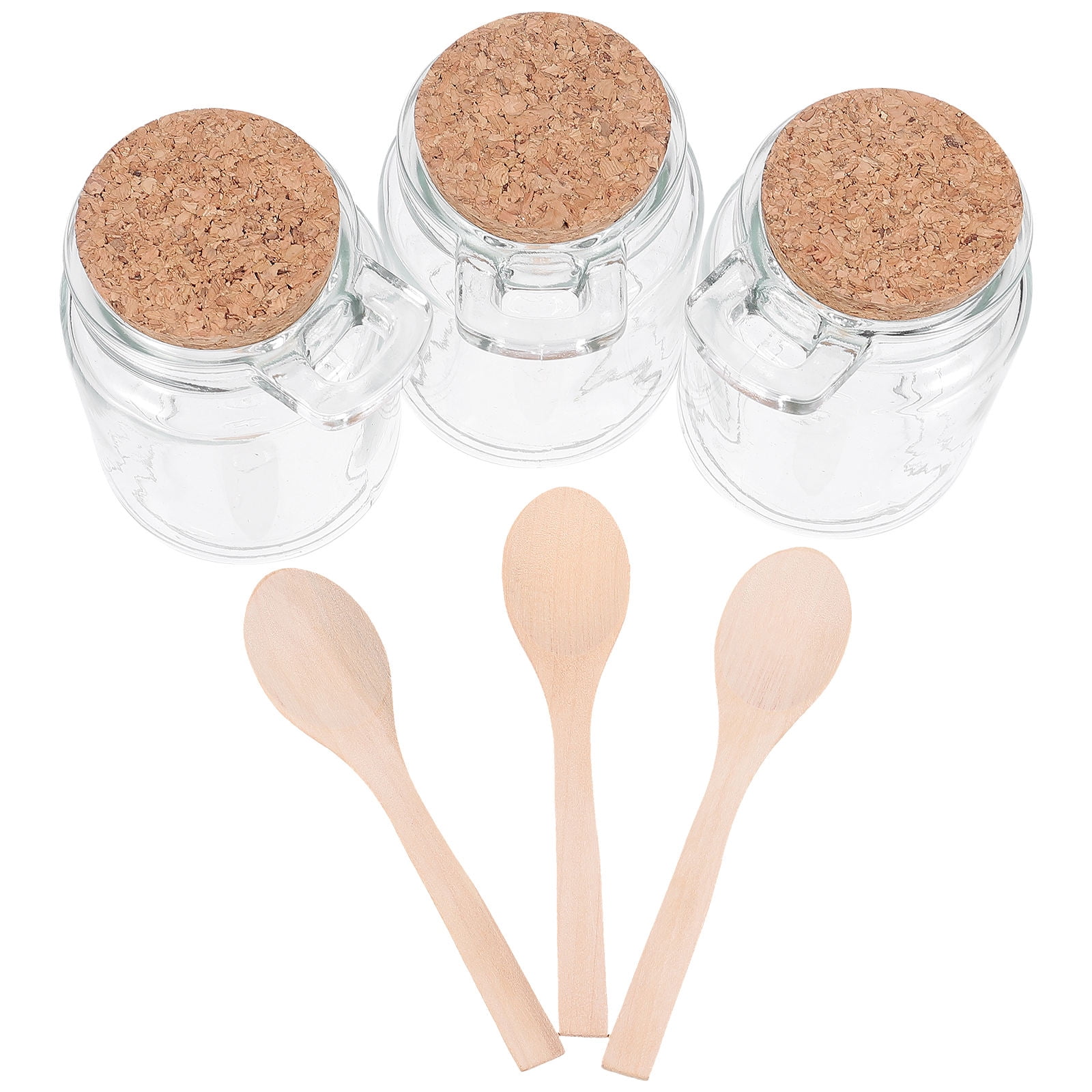 MUSEYA 3 Sets Seasoning Container Kitchen Round Glass Jars for ...