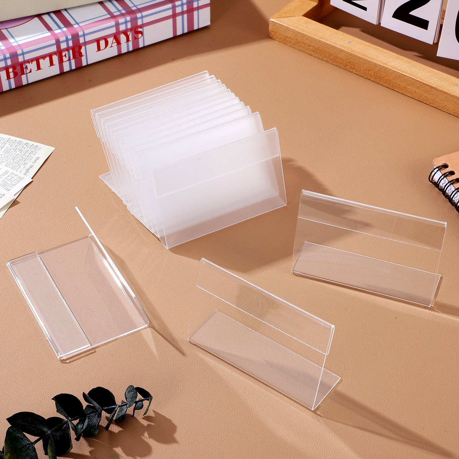 MUSEYA 30pcs Food Label Holders Transparent Acrylic Slanted Design For ...