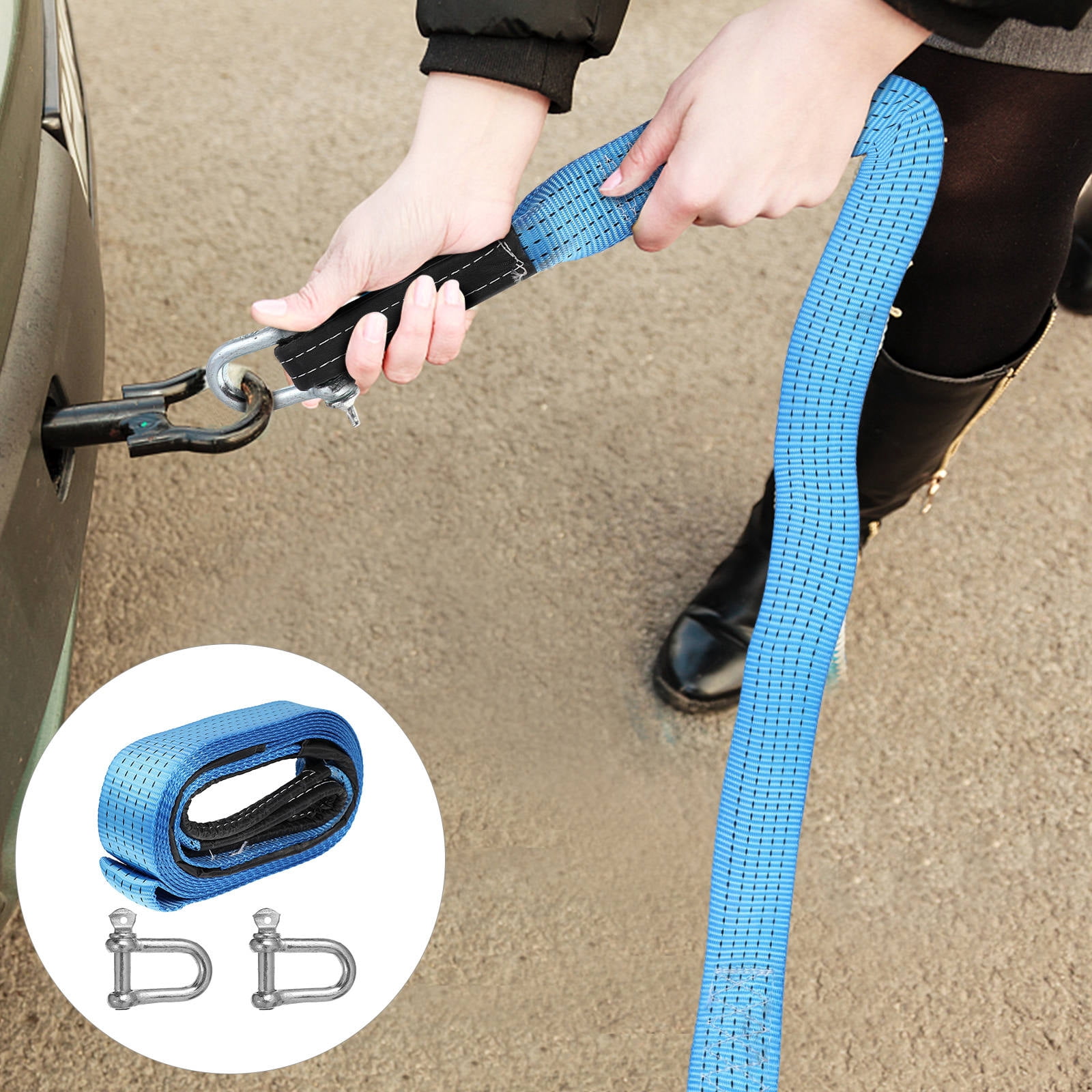 MUSEYA 3PCS ATV Tow Strap Heavy Duty Blue for Vehicle Owners Sturdy ...
