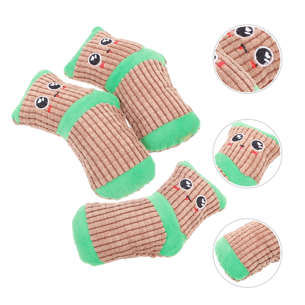 MUSEYA 3Pack Dog Sock Toy Plush Coffee Squeaky Avoid Scratching ...