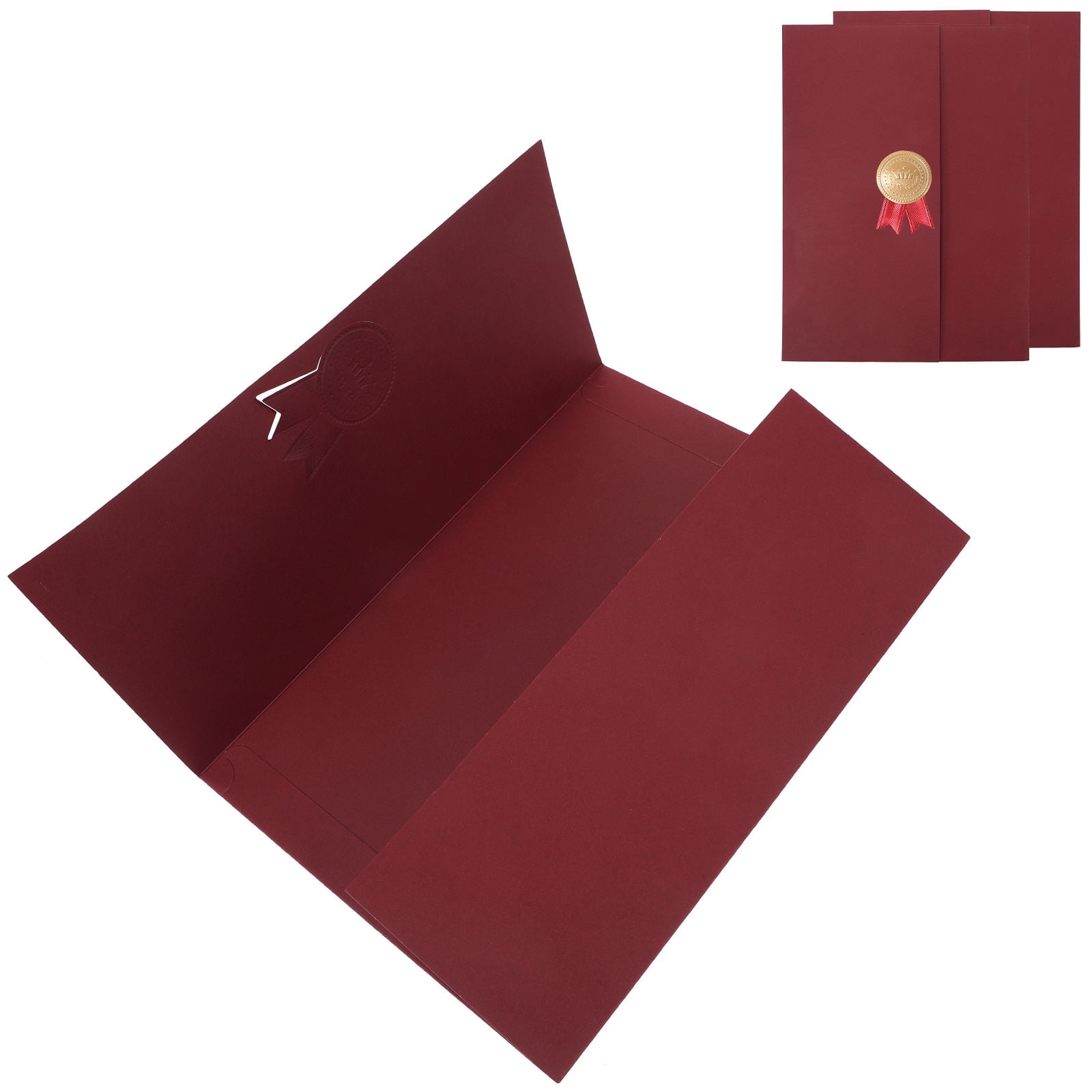 MUSEYA Certificate Protective Cover Dark Red 3Pcs Three Fold Paper For ...