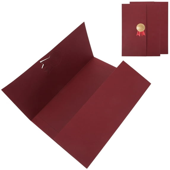 MUSEYA Certificate Protective Cover Dark Red 3Pcs Three Fold Paper For ...
