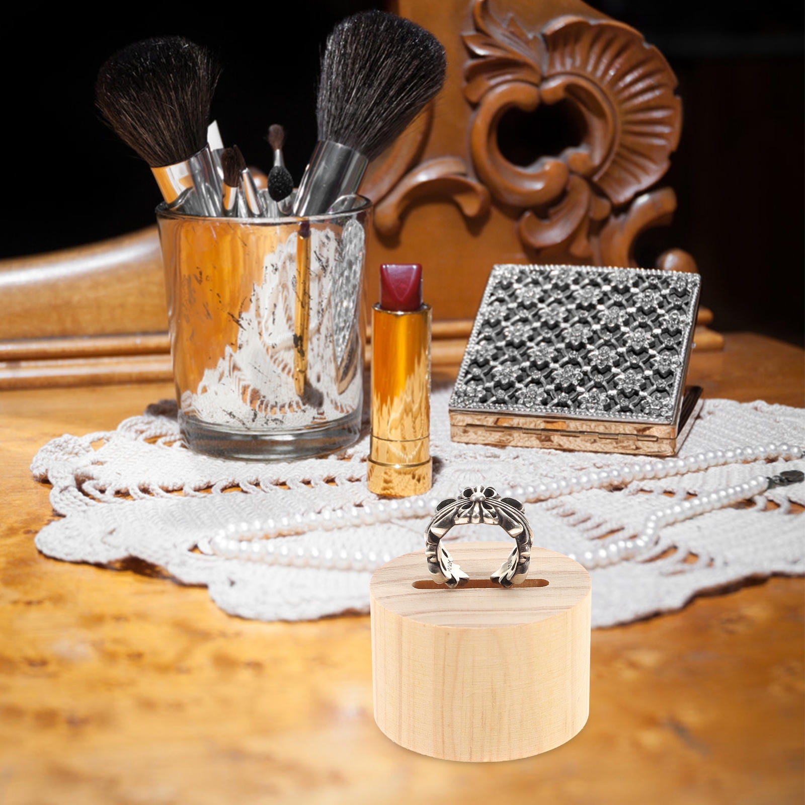 MUSEYA 3Pcs Round Wooden Ring Holders for Rings Jewelry Display in ...